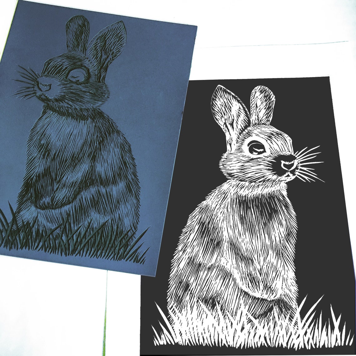 Rabbit Lino Print A3 Original Bunny Linocut Wall Art Black - Etsy UK