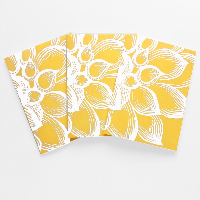 Yellow Flower Linocut Card, Bright Summer Art Lino Print, Floral Cards ...