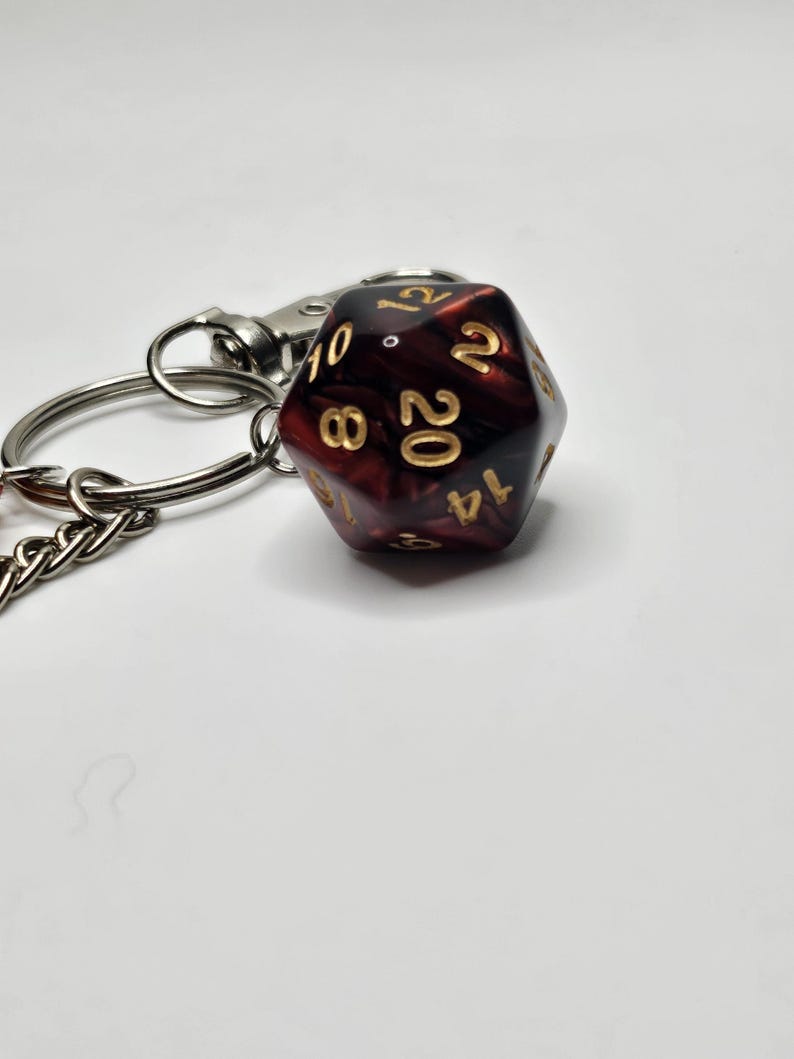 D20 Keychain in Ember and Onyx - Etsy