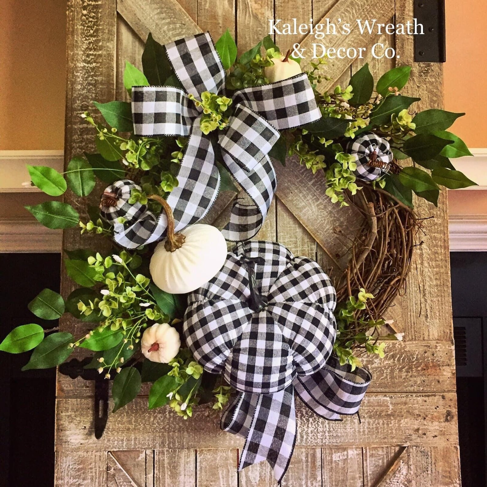 Fall Buffalo Check Wreath Black and White Wreath Fall - Etsy