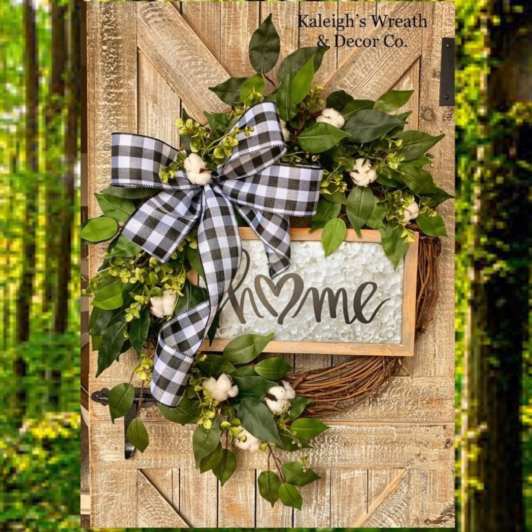MONOGRAM Wreath Housewarming Gift Wreath With Name Front - Etsy
