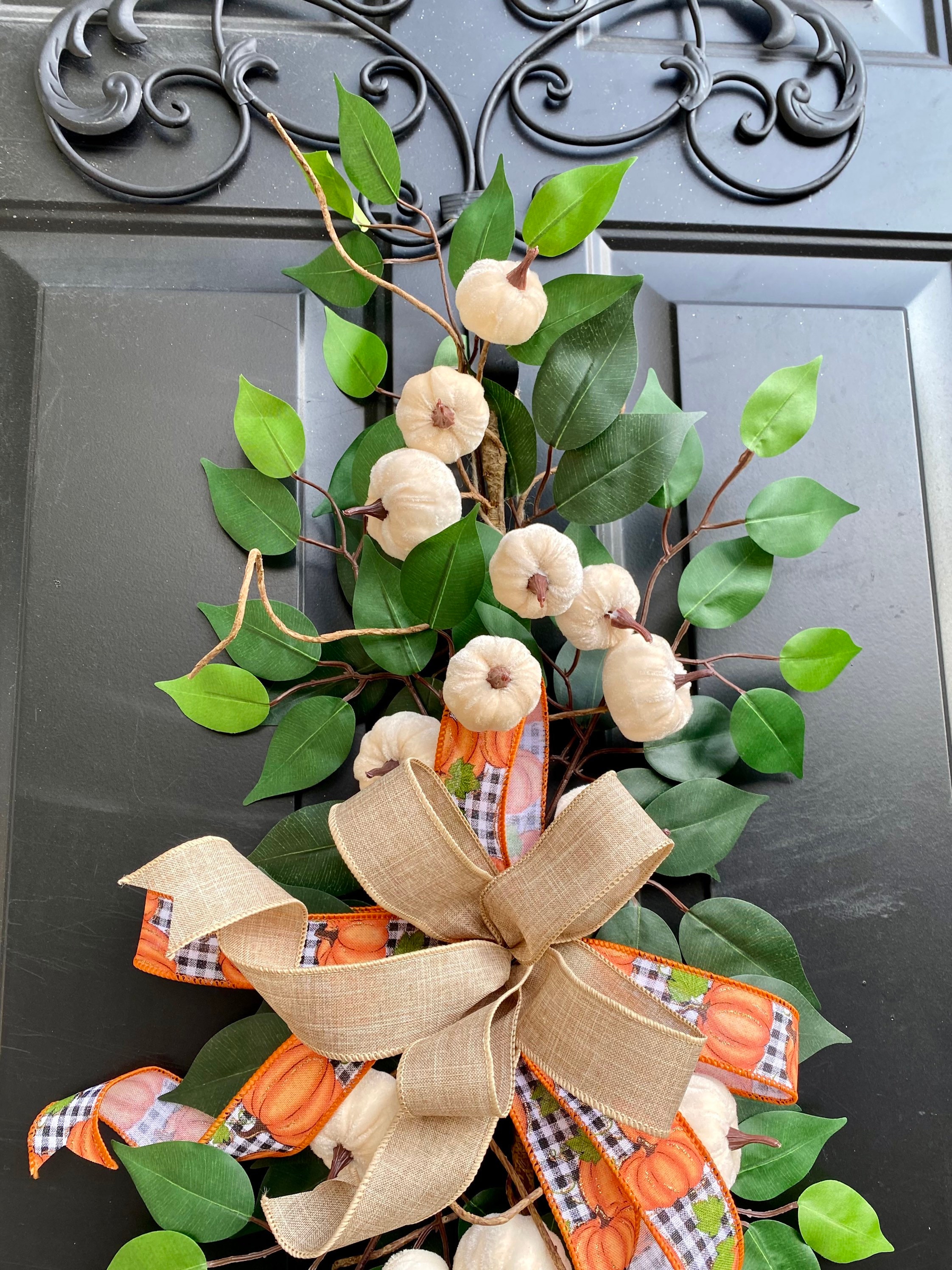 Fall Buffalo Check wreath with Pumpkins Fall Pumpkin Door | Etsy