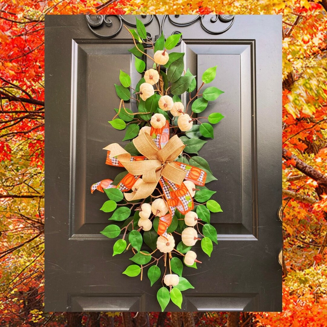 Fall Buffalo Check Wreath With Pumpkins Fall Pumpkin Door - Etsy