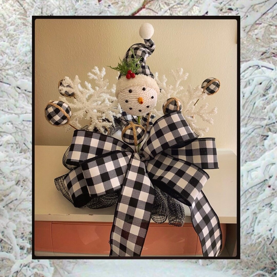 Christmas Tree Topper, Buffalo Check Christmas Decorations, Tree Topper ...