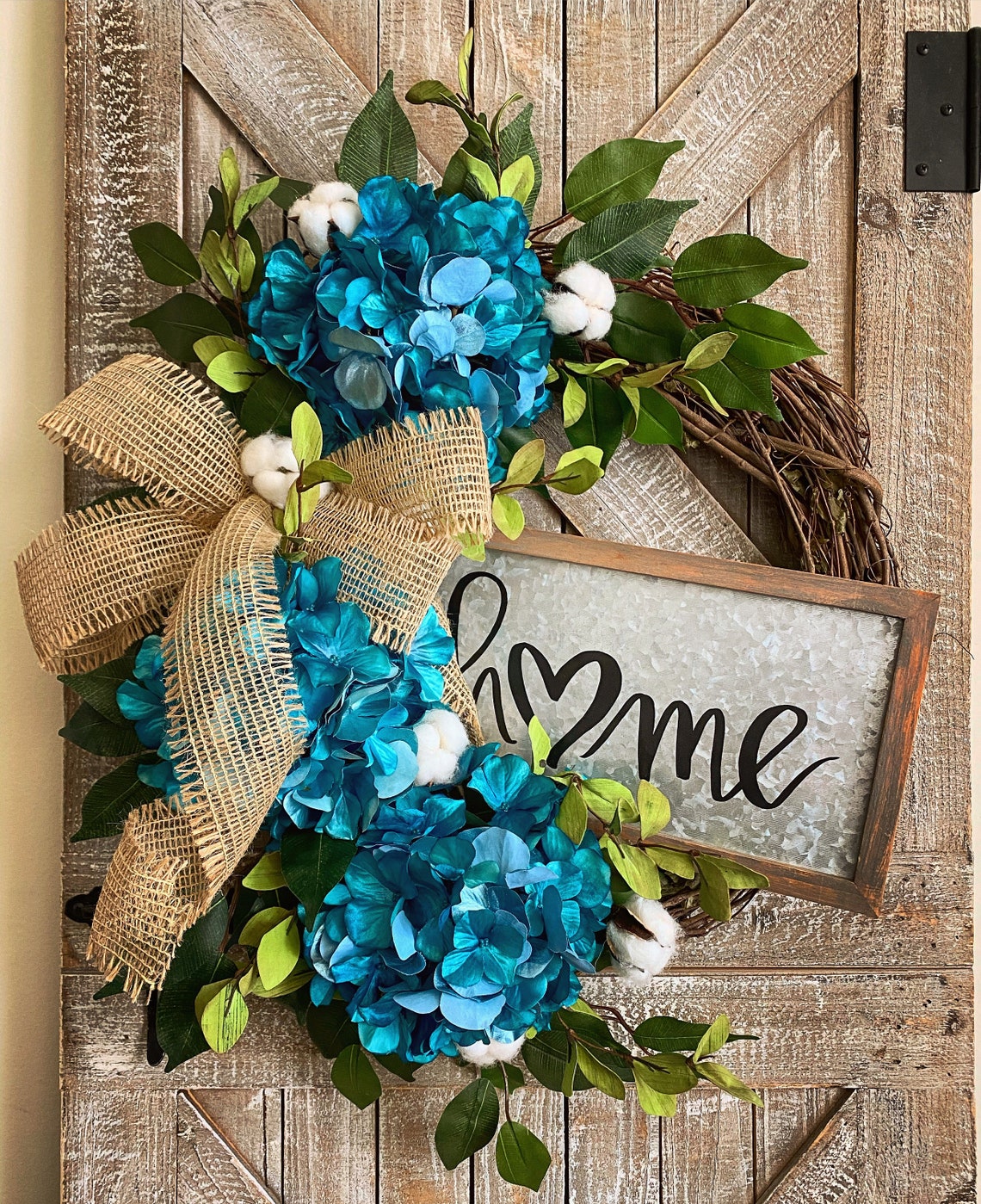Hydrangea Wreath Outdoor Wreath Turquoise Wreath Hydrangea | Etsy