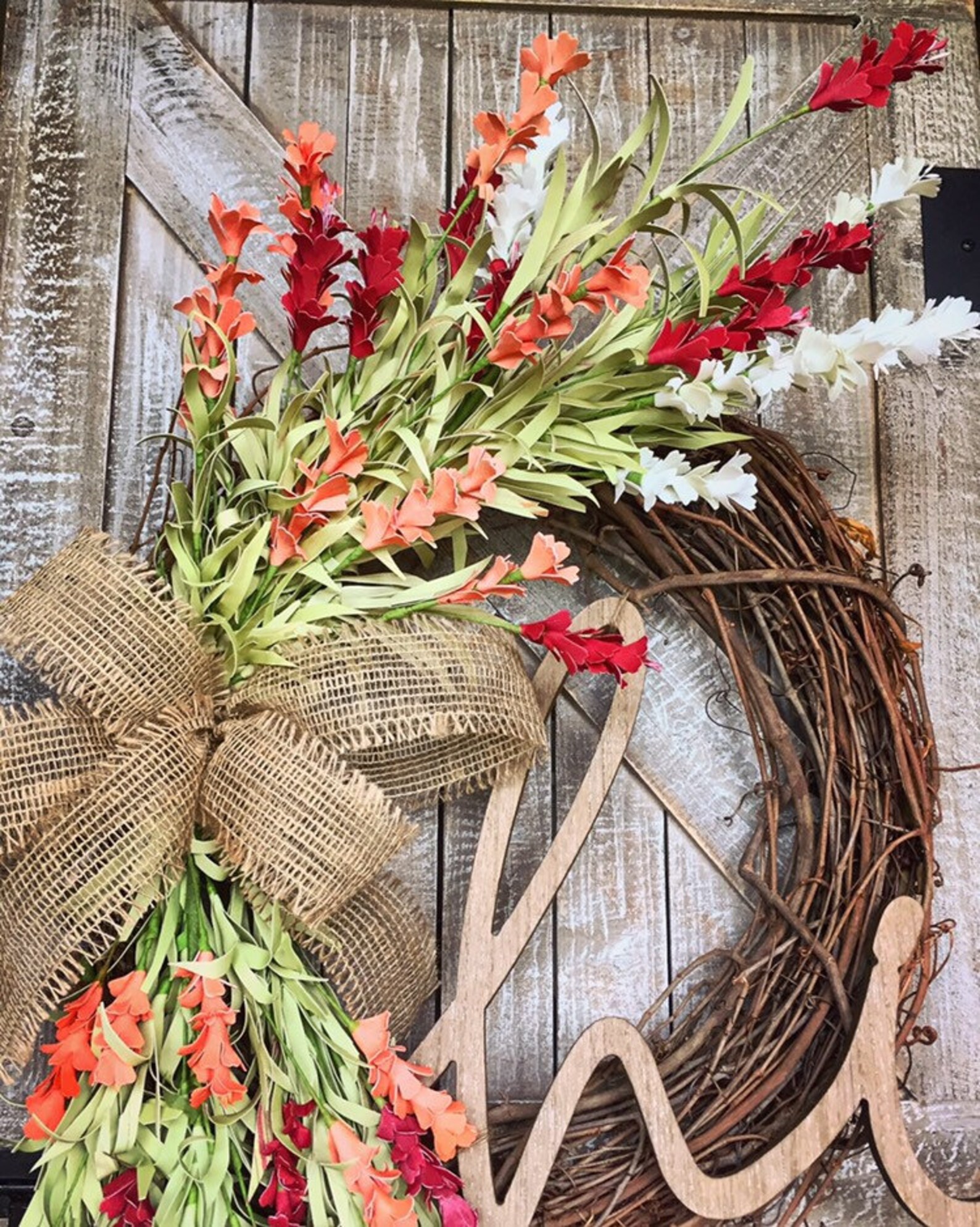 Floral Wreath Welcome Wreath Door Wreath Spring - Etsy