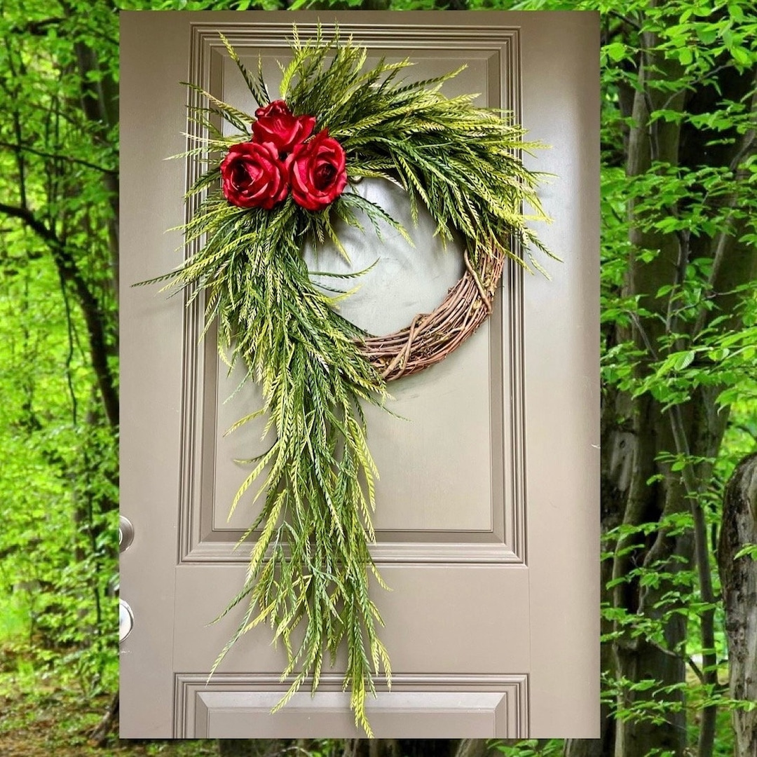 Farmhouse Spring Wreath, Summer Wreath, Patriotic Door Wreath, Spring ...