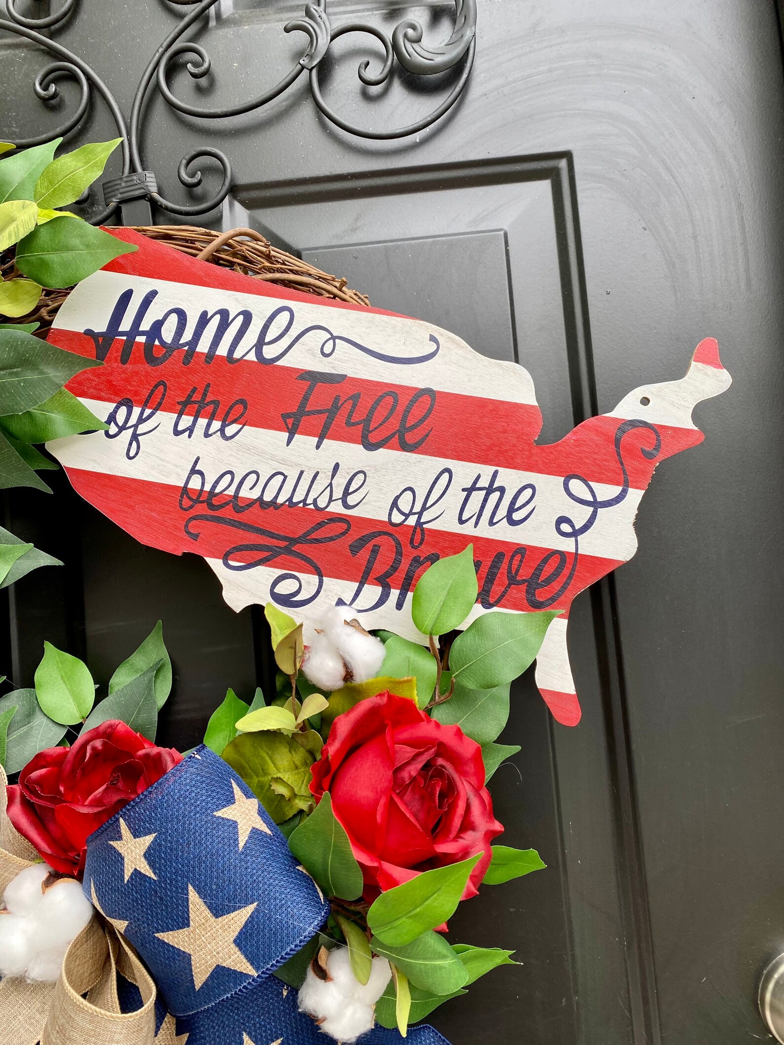 Home of the Free Because of the Brave Memorial Day Wreath - Etsy