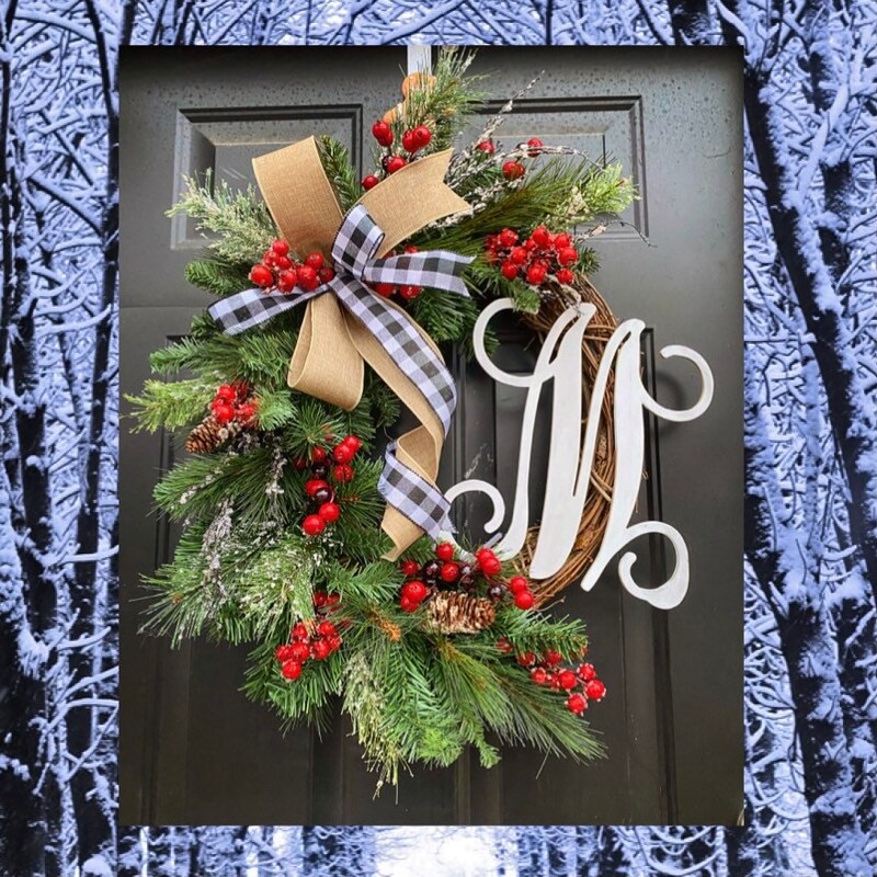 Monogram Wreath - Etsy
