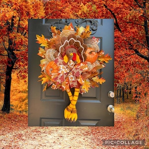 Turkey Wreath FALL WREATH Thanksgiving Decor Turkey Decor - Etsy