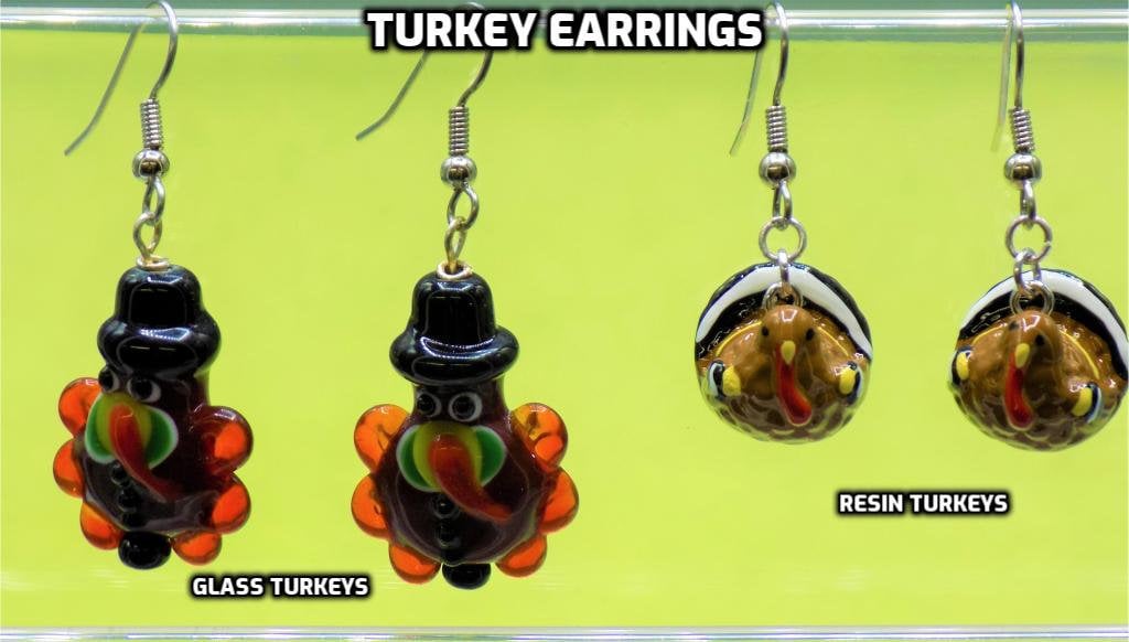 Turkey Earrings - Handmade Lampwork Glass Turkey Earrings - Handpainted ...