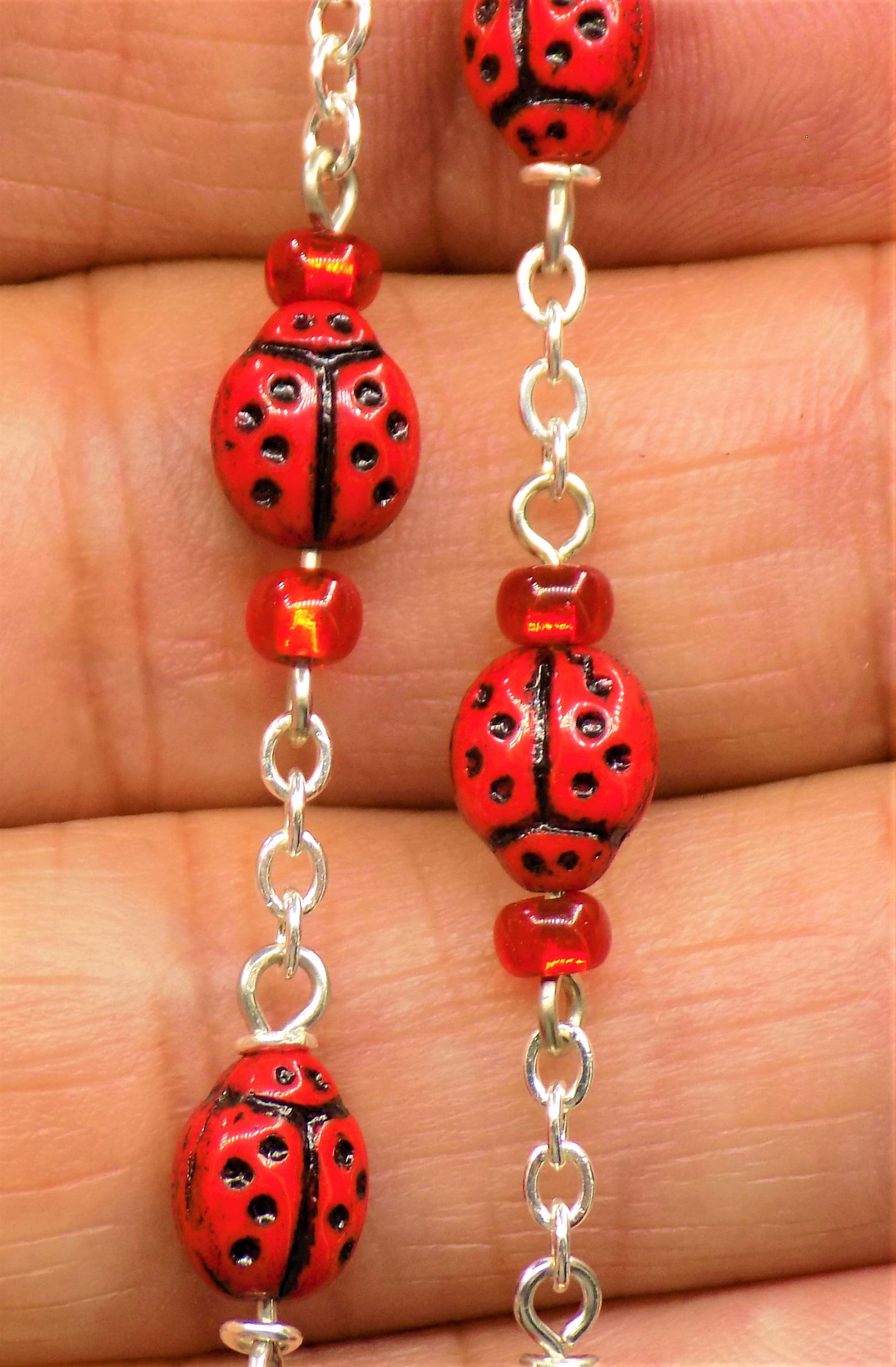 Red Ladybug Rosary - Czech Opaque Red Ladybug Glass Beads - Our Lady of ...