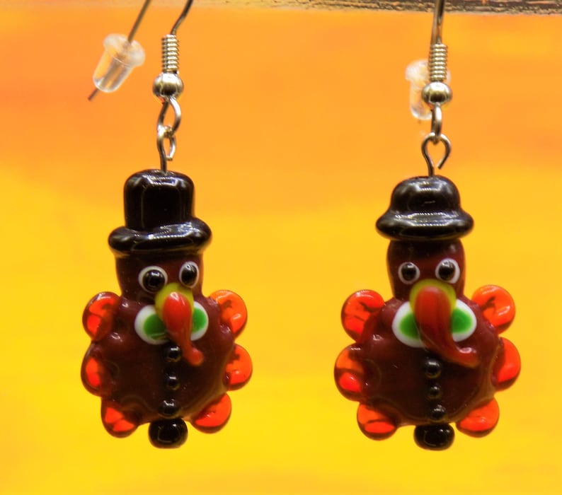 Turkey Earrings Handmade Lampwork Glass Turkey Earrings | Etsy