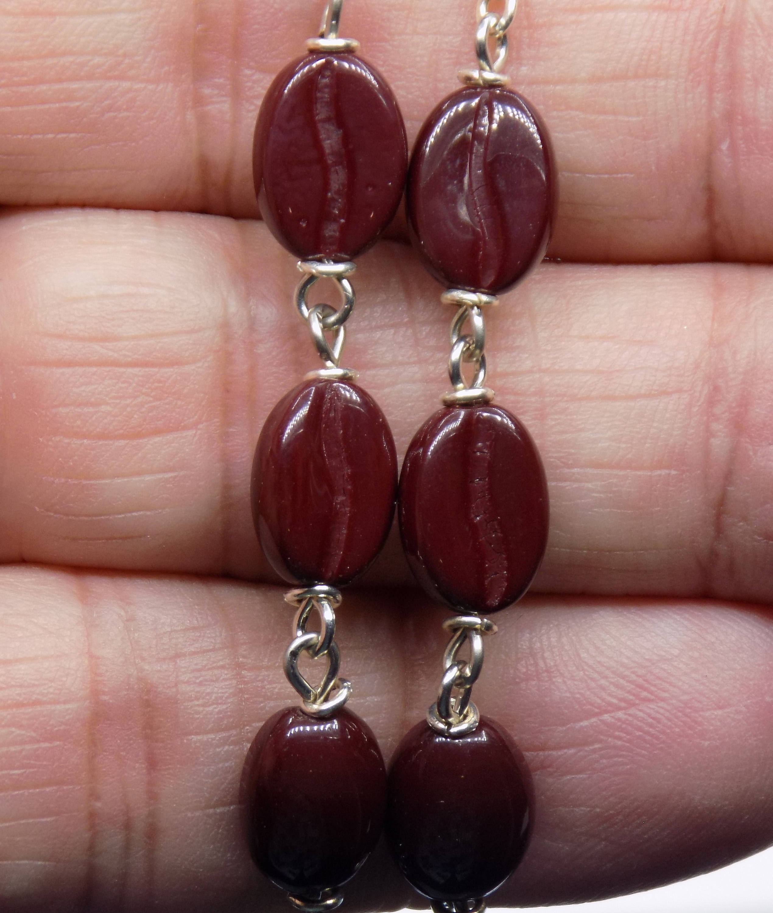 Coffee Bean Rosary - Czech Coffee Bean Glass Beads - Ceramic Coffee Cup ...