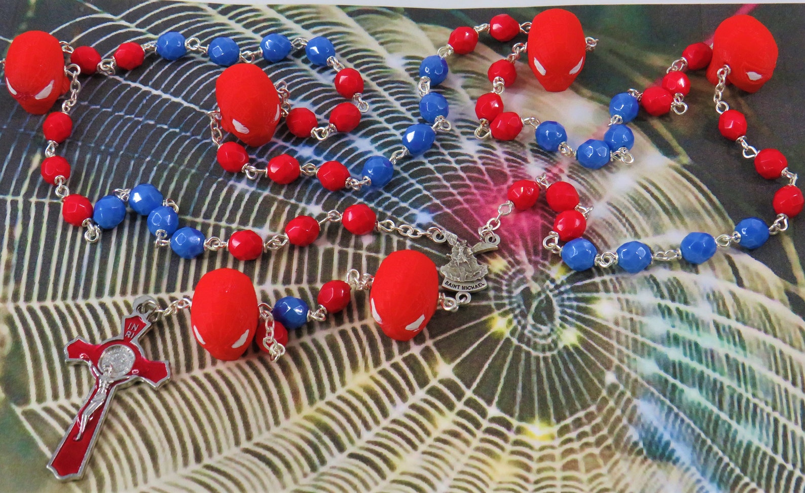 Spider-man Rosary Czech Red and Blue Opaque 8mm Crystal - Etsy