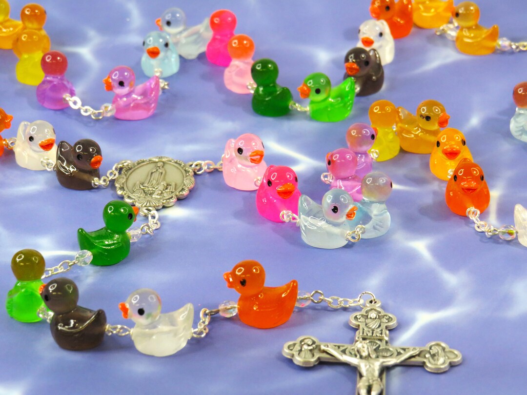 Ducky Rosary Glows in the Dark Multi Color Hand-painted - Etsy