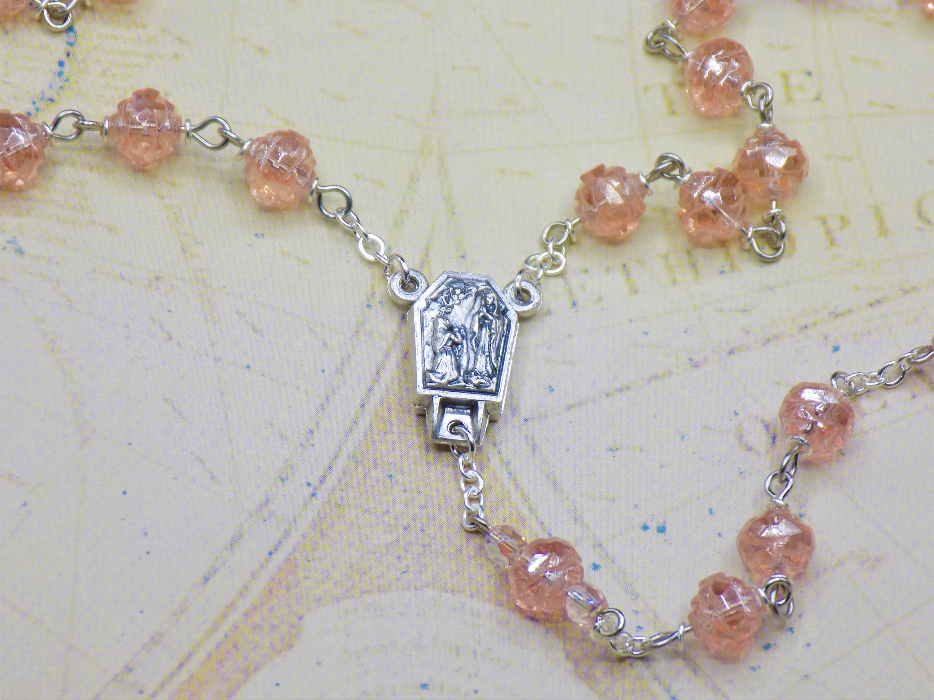Czech Rosaline Rosebud Rosary - Rosaline Luster Rosebud Glass 8mm Beads ... Czech Rosaline Rosebud Rosary - Rosaline Luster Rosebud Glass 8mm Beads ...