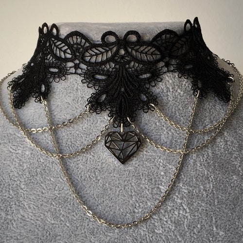 Corset Choker Gothic Necklace Black Velvet Ribbon Bow Collar Etsy