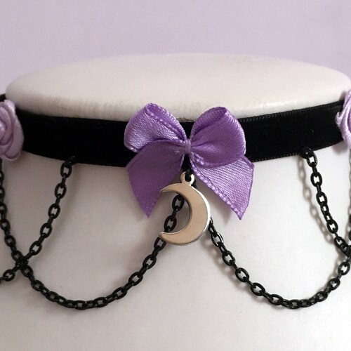 Corset Choker Gothic Necklace Black Velvet Ribbon Bow Collar Etsy