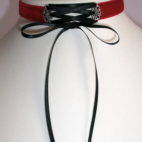 Corset Choker Gothic Choker Necklace Black Velvet Ribbon Bow Etsy