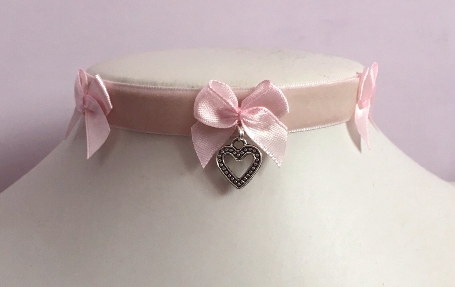 Pastel Goth Choker Pink Heart Choker Kawaii Lolita Bow Key - Etsy