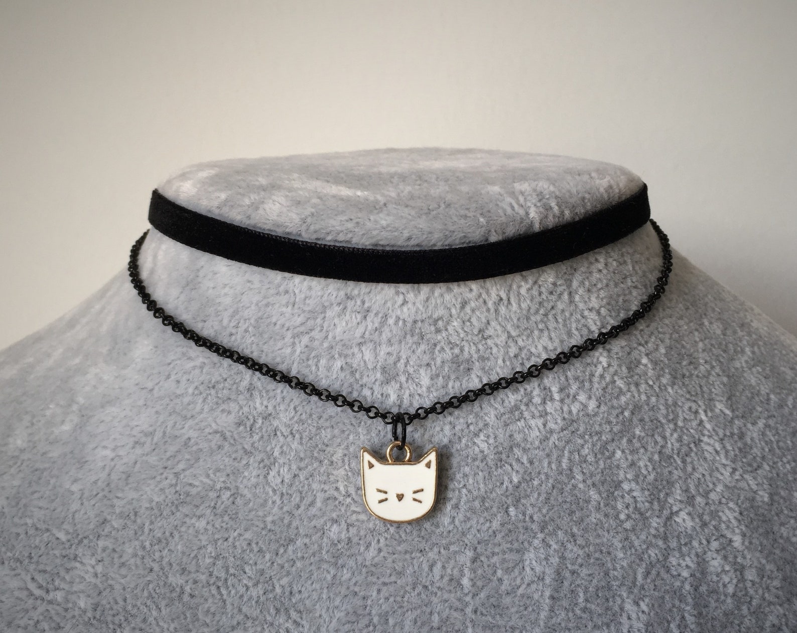 Black Cat Choker Black Cat Necklace Grunge Necklace Velvet Emo - Etsy