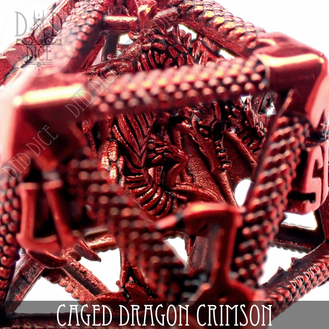 Caged Dragon Metal D20 6 Colors 3D Dragon Inside Dungeons and Dragons ...