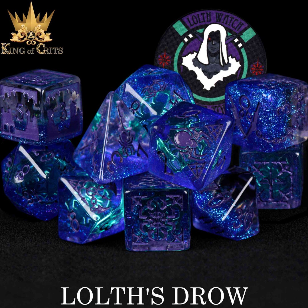 Lolth's Drow Exclusive 11 Dice Set Underdark Chains & Spiders Dark Elf ...