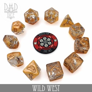 Wild West Exclusive 11 Dice Set Cowboy Gunslinger Theme With Bullet ...