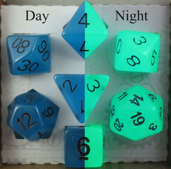 Blue Glow in the Dark Dice Set for Dungeons & Dragons Table | Etsy