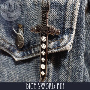 Polyhedral Dice Sword Enamel Pin Exclusive Design Dungeons and Dragons ...