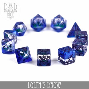 Lolth's Drow Exclusive 11 Dice Set Underdark Chains & Spiders Dark Elf ...