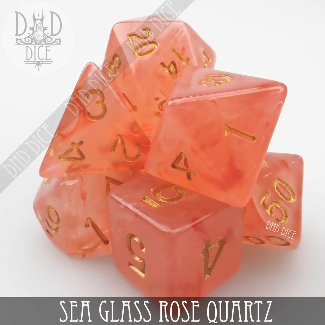 Sea Glass Rose Quartz Dice Set for Dungeons & Dragons | Etsy