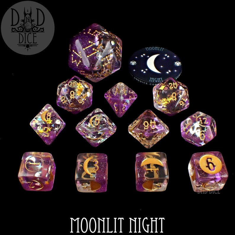 Moonlit Night Exclusive 12 Dice Set Unique Constellation - Etsy