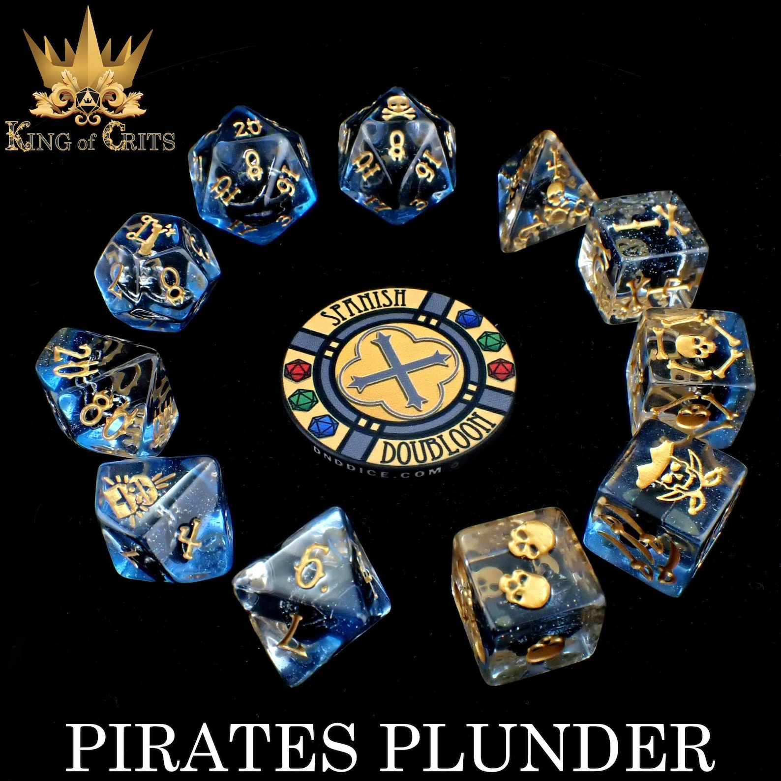 Pirates Plunder Exclusive 11 Dice Set Anne Bonny & Blackbeard Pirate ...