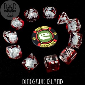 Dinosaur Island Exclusive 11 Dice Set T-rex and Friends Dinosaur Themed ...