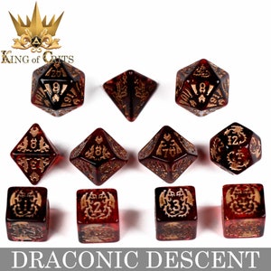 Draconic Descent Exclusive 11 Dice Set | Fire Dragon Themed Flame ...