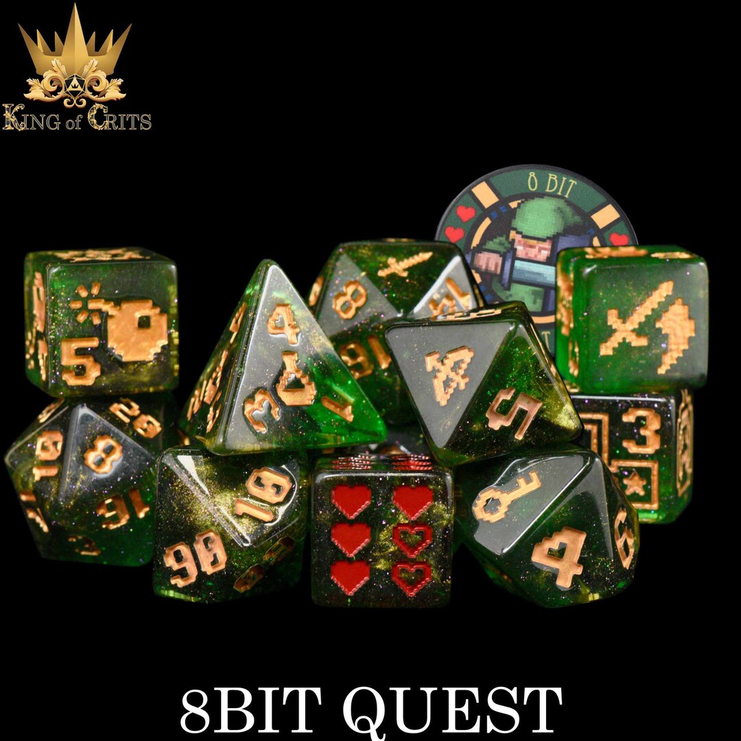 8BIT Quest Exclusive 11 Dice Set | Definitely NOT Zelda Inspired DND ...
