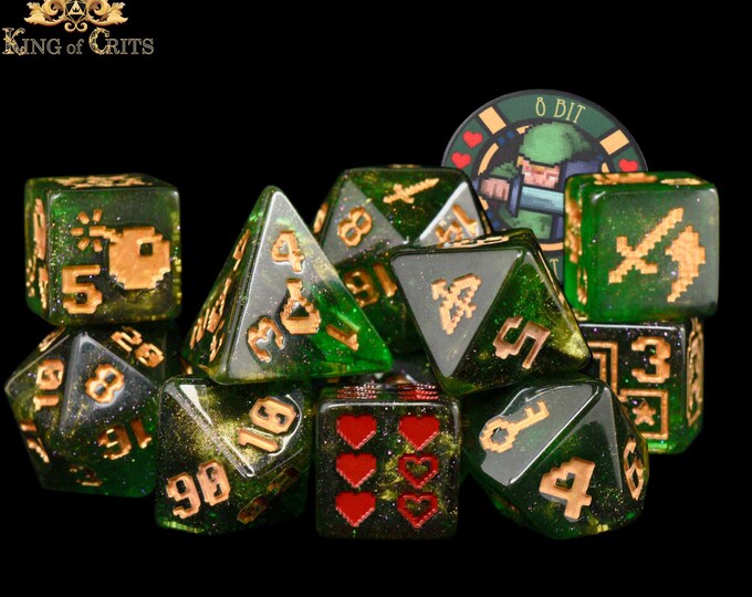 8BIT Quest Exclusive 11 Dice Set | Definitely NOT Zelda Inspired DND ...
