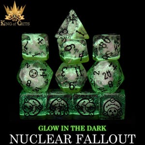 Nuclear Fallout Exclusive 11 Dice Set | Glow in the Dark Nuke Wasteland ...