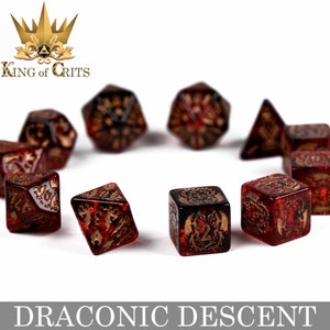 Draconic Descent Exclusive 11 Dice Set | Fire Dragon Themed Flame Tyrant DND DICE | King of ...