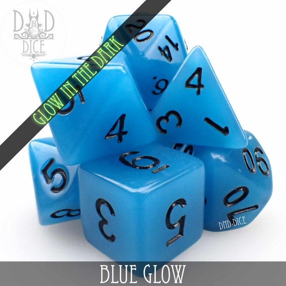 Blue Glow in the Dark Dice Set for Dungeons & Dragons Table - Etsy