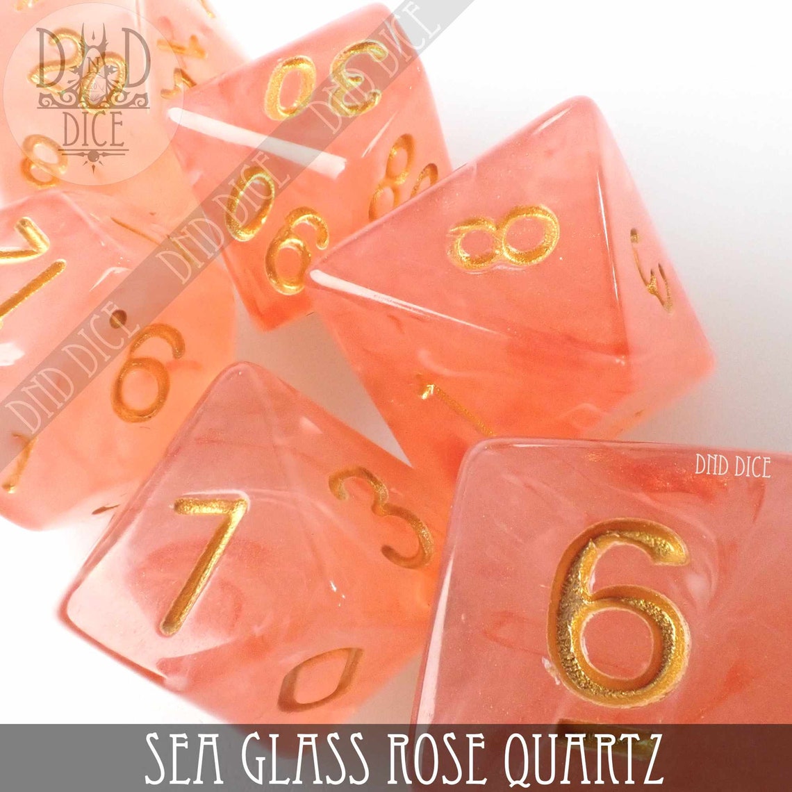 Sea Glass Rose Quartz Dice Set for Dungeons & Dragons | Etsy
