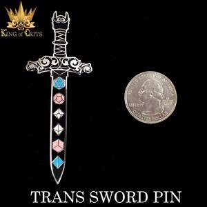 Trans Polyhedral Dice Sword Enamel Pin | Exclusive Design | Dungeons ...