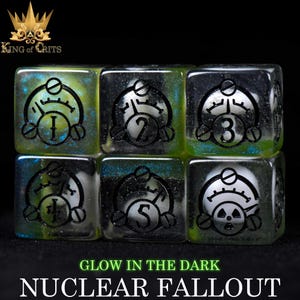 Nuclear Fallout Exclusive 11 Dice Set | Glow in the Dark Nuke Wasteland ...