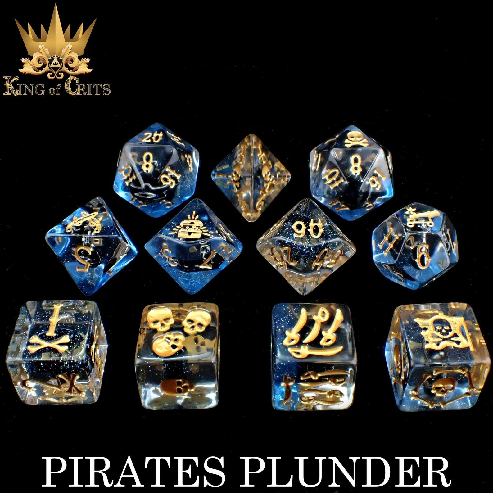 Pirates Plunder Exclusive 11 Dice Set Anne Bonny & Blackbeard Pirate ...