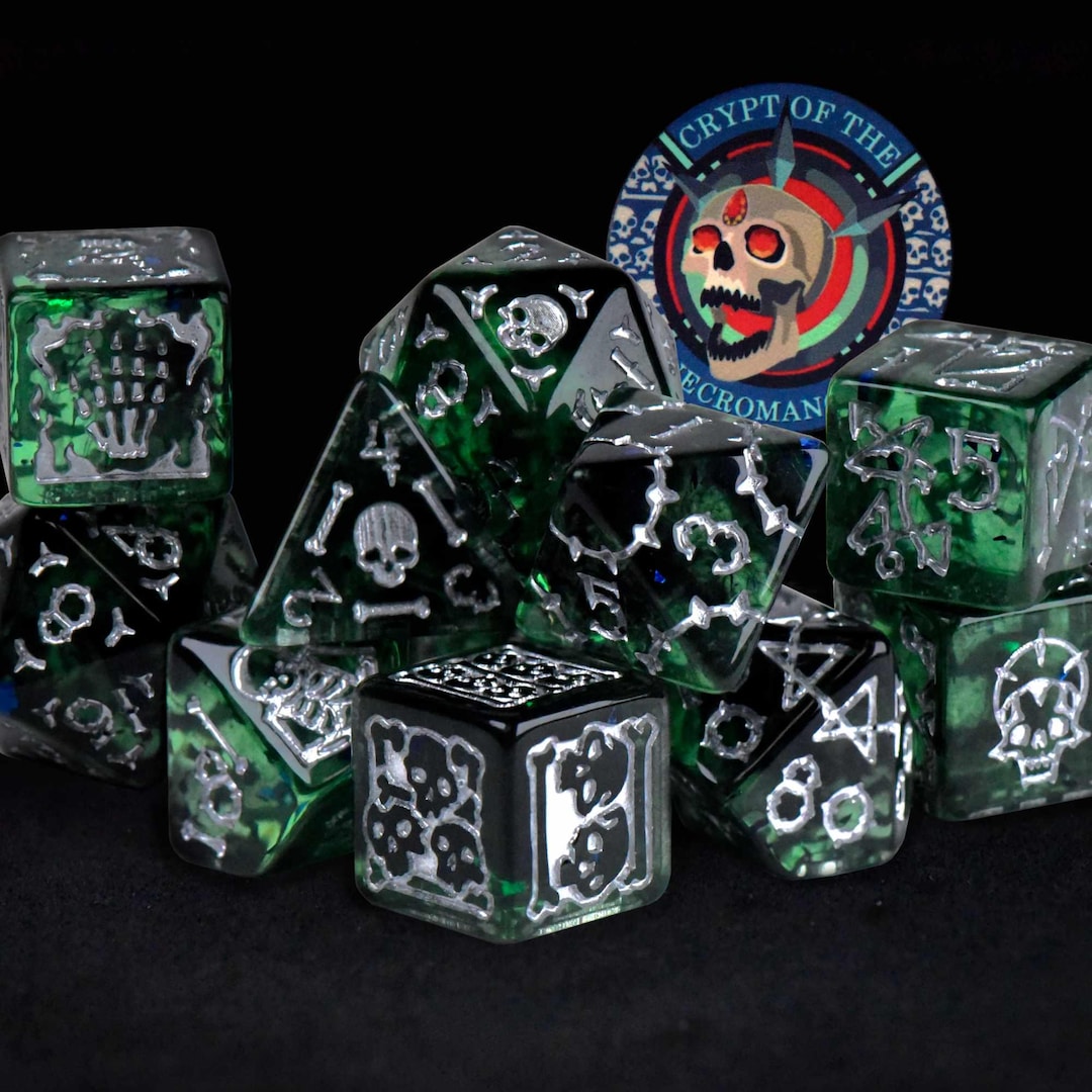 Crypt of the Necromancer 11 Dice Set | Undead Lich and Skeleton Theme ...