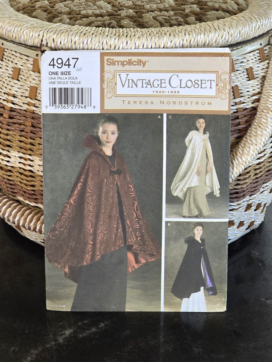 Elegant Cape Costume Pattern, UNCUT, Simplicity 4947, Roaring 20's ...