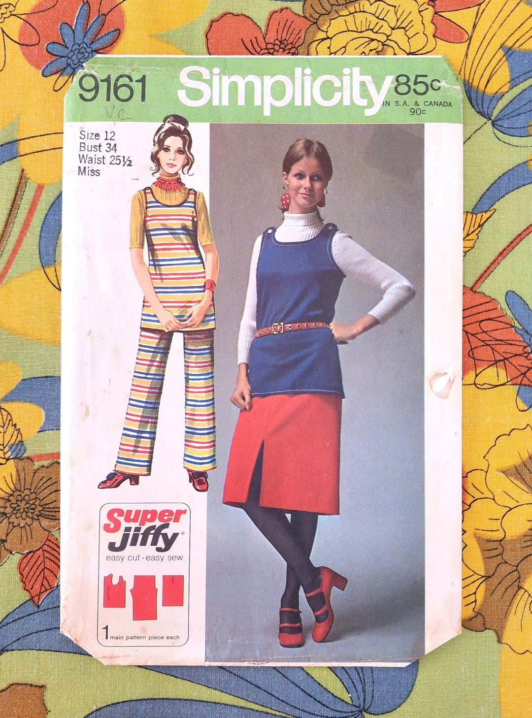 70s Tunic, Skirt & Pants Pattern, UNCUT, Simplicity 9161, Size 12 ...