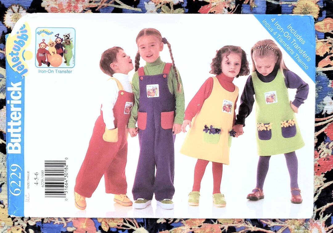 Teletubbies Jumper Pattern, UNCUT, Butterick 6229, Child Size 4-6, 90s ...
